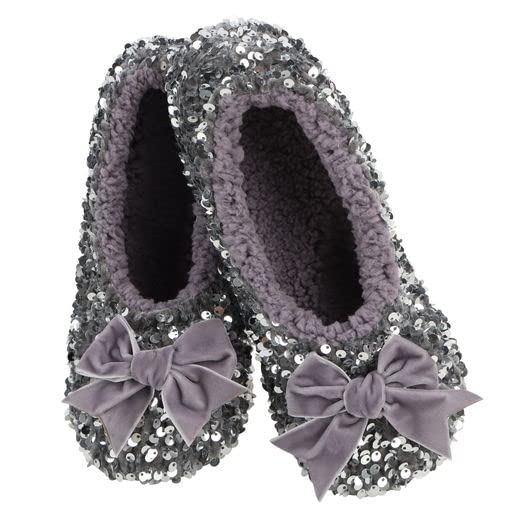 Womens Silver Glamour Bling Ballerina Slipper – snoozies!