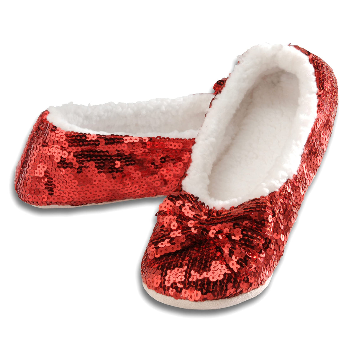 Womens Ballerina Bling Metallic Shine Slippers Red – snoozies!