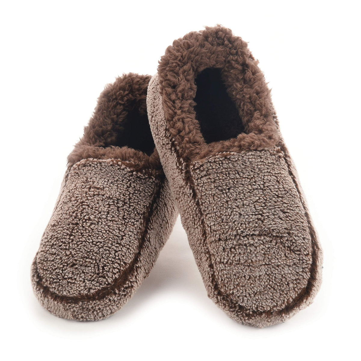 Mens Two Tone Fleece Lined Slippers Brown – snoozies!