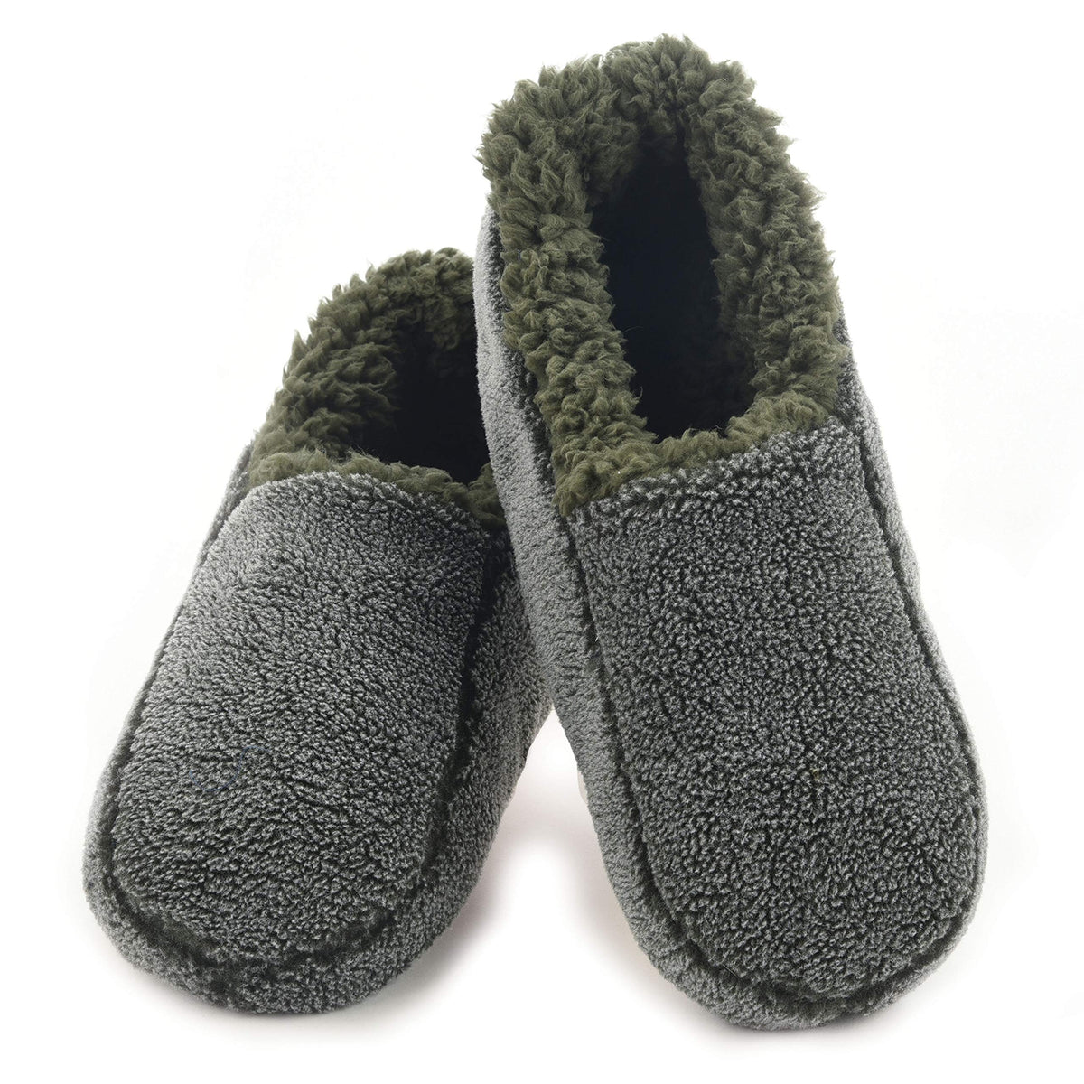 Mens Two Tone Fleece Lined Slippers Green – snoozies!