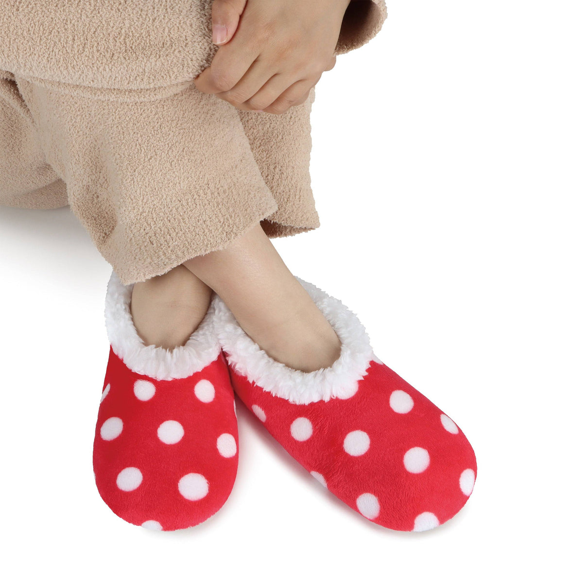 Womens Polka Dot Slipper Red – snoozies!